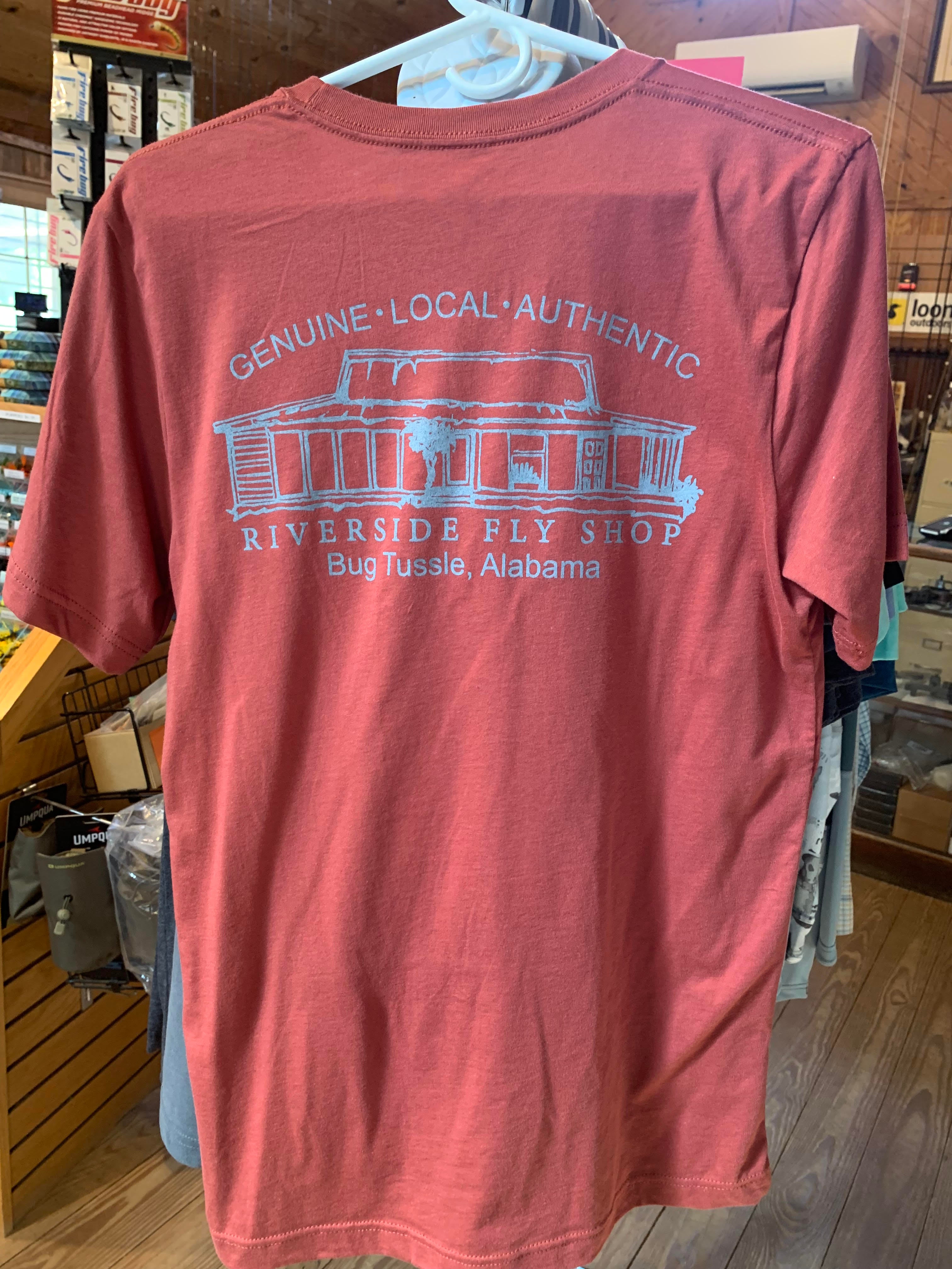 RIVERSIDE "GENUINE,LOCAL,AUTHENTIC" LOGO T SHIRTS | Riverside Fly Shop